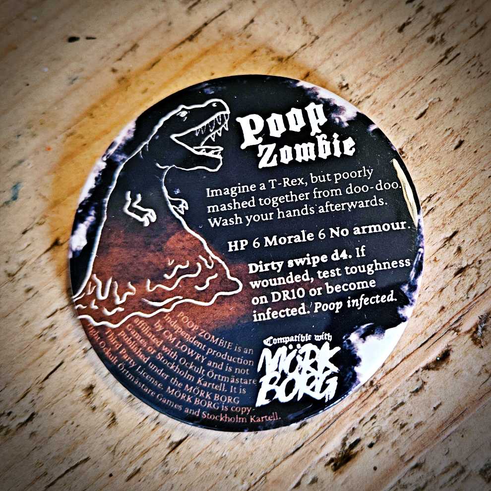 Poop Zombie 3 inch Pin Badge (MÖRK BORG) - Beyond Cataclysm